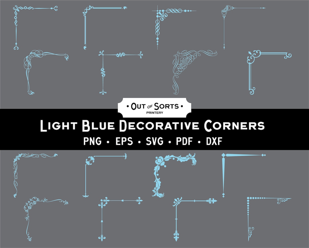 Light Blue Corners, Pale Blue Decorative Elements, SVG Frames, Corner ...