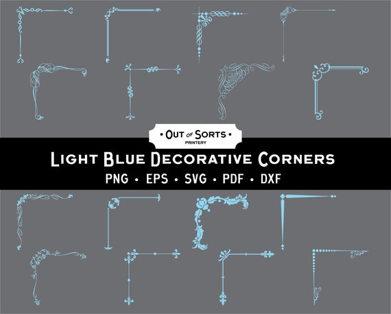 Light Blue Corners Pale Blue Decorative Elements Blue SVG | Etsy