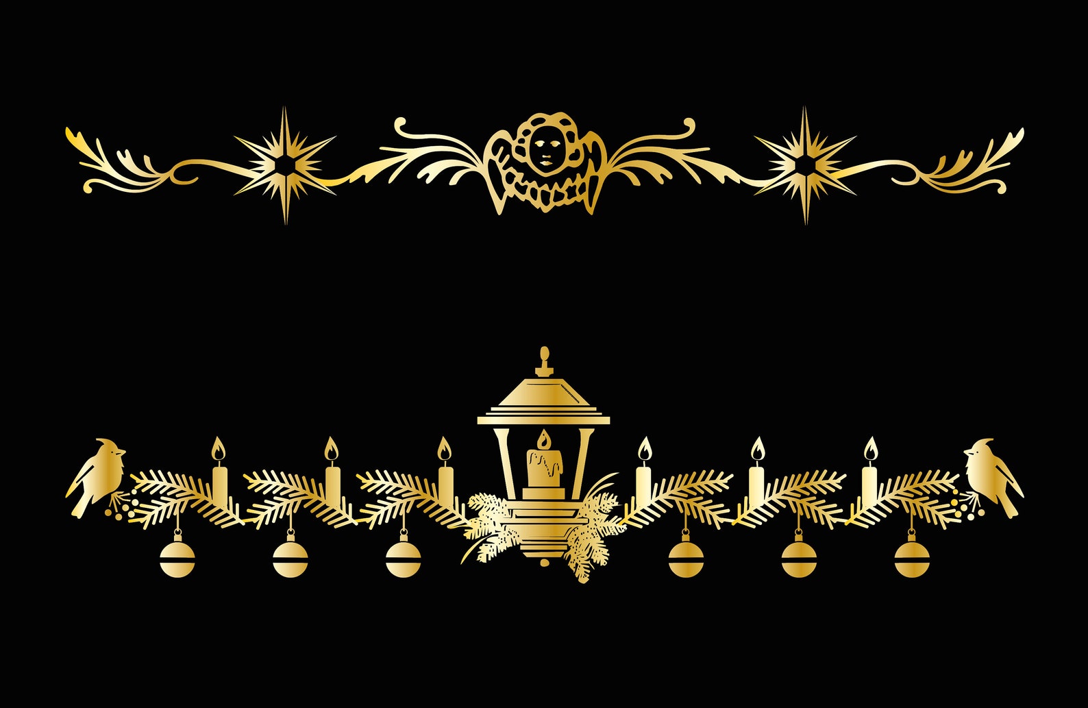 Gold Christmas Text Dividers, Page Separators, Decorative Elements SVG ...