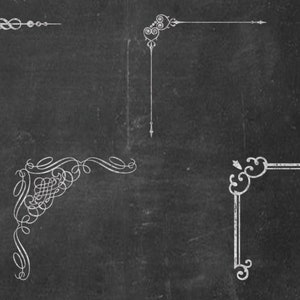 Chalkboard Decorative Corners Set, Vintage Clip Art, Chalk Frames, PNG ...