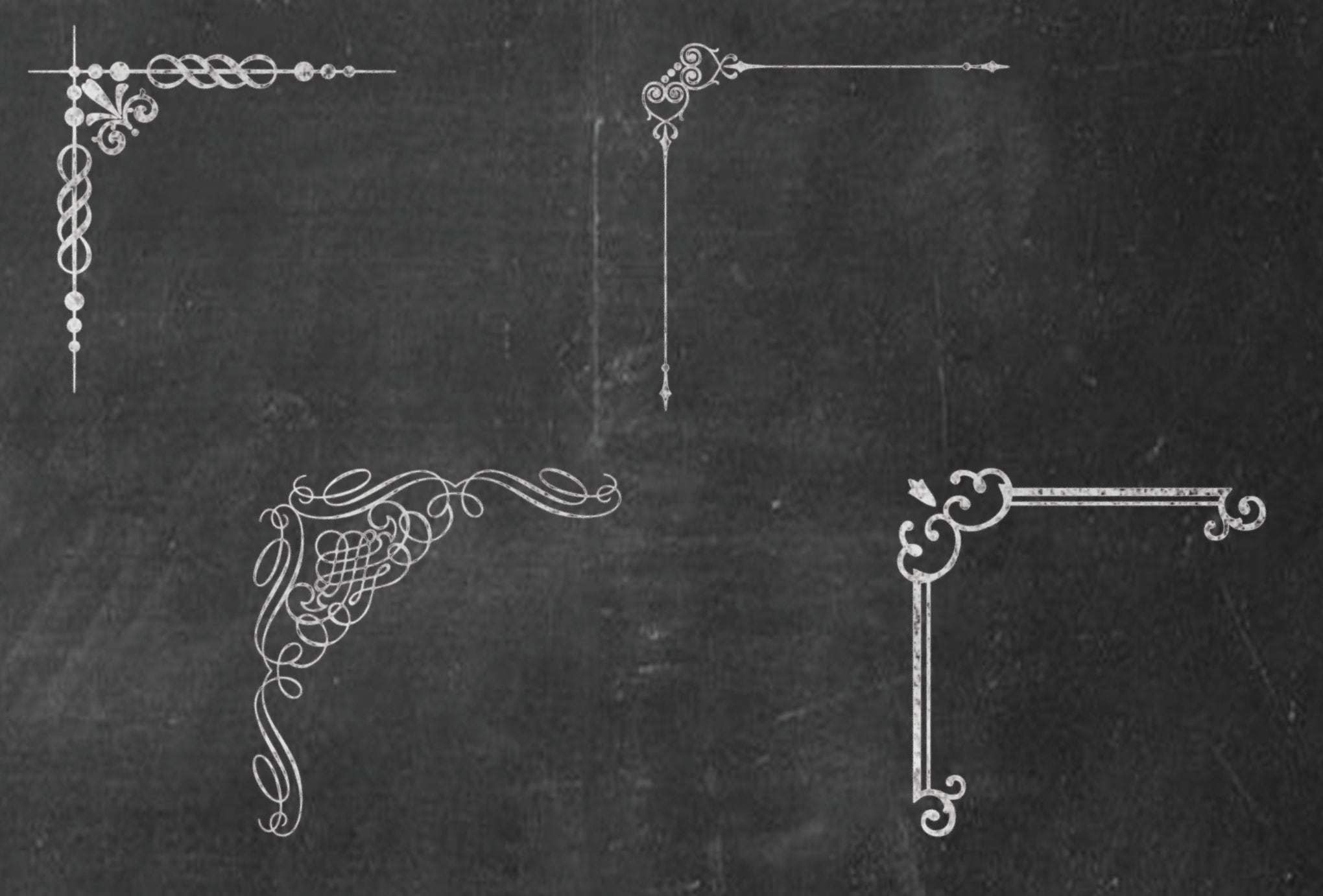 Chalkboard Decorative Corners Set, Vintage Clip Art, Chalk Frames, PNG ...
