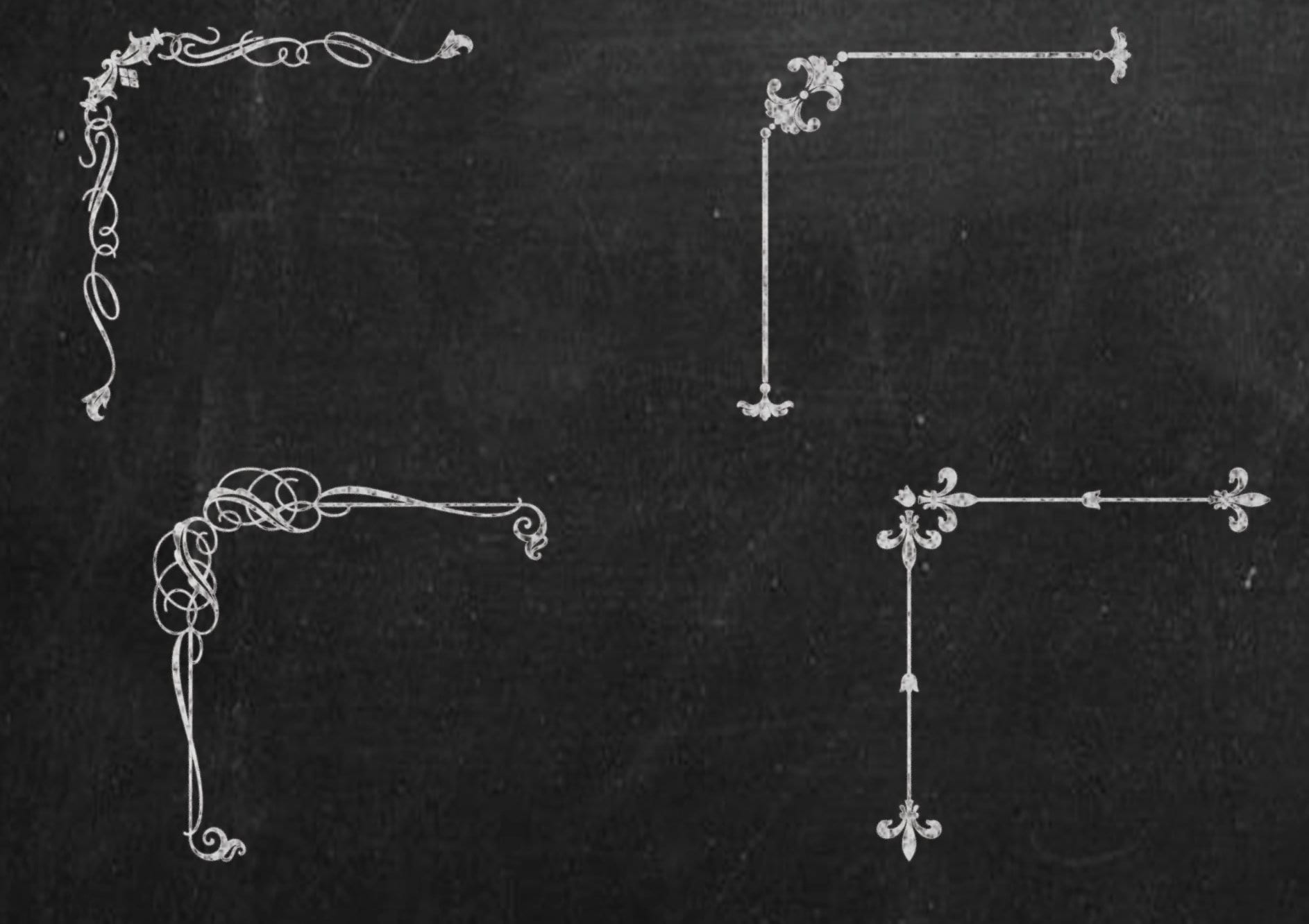 Chalkboard Decorative Corners Set, Vintage Clip Art, Chalk Frames, PNG ...