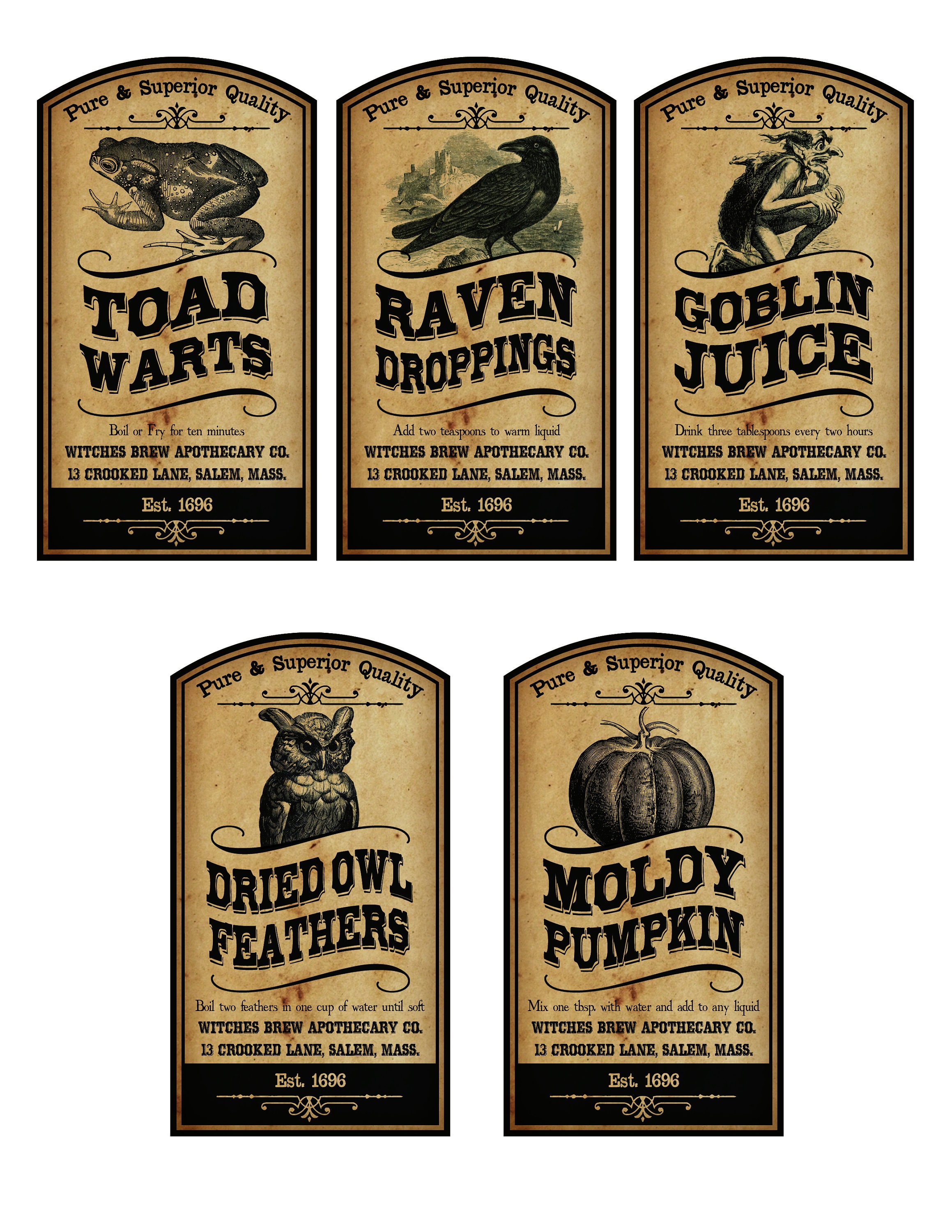 Halloween Apothecary Labels, Printable Potions, Spooky Party Decor ...