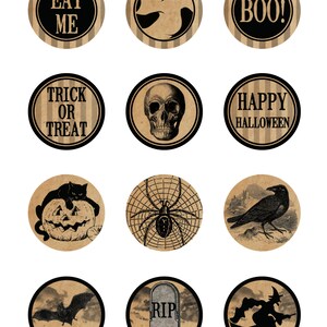 Printable Halloween Cupcake Toppers, Halloween Circles, Spooky Party ...