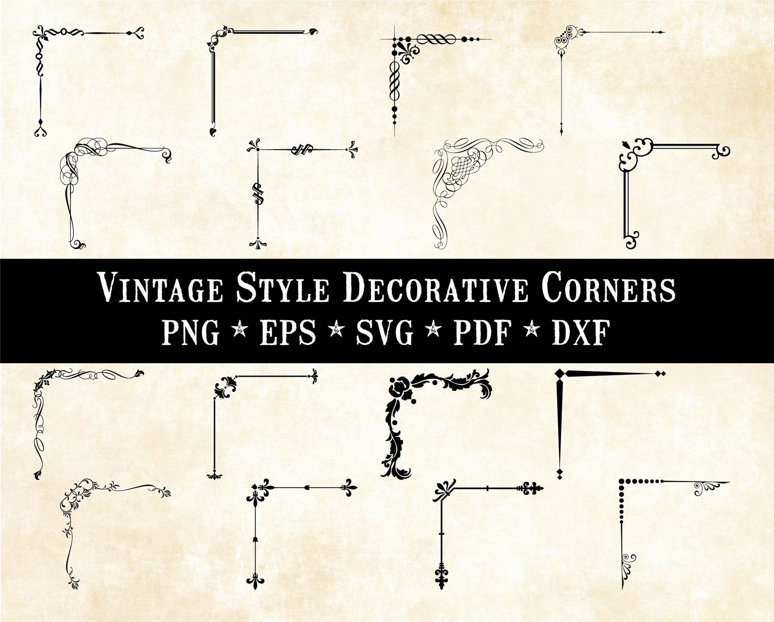 Decorative Corners SVG Ornaments Frame Borders Vector PNG | Etsy