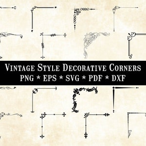 Decorative Corners SVG Ornaments Frame Borders Vector PNG | Etsy