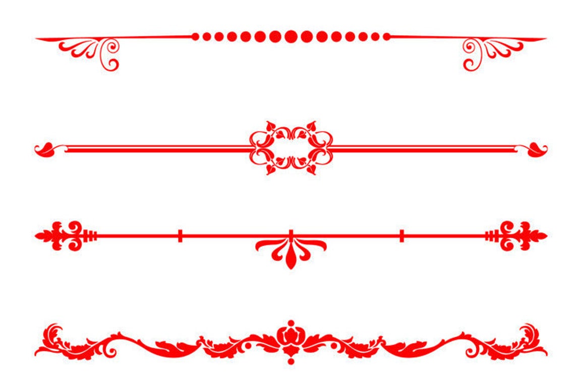 Red Text Dividers, Red Decorative Dividers, Red Ornament Clipart, Red ...