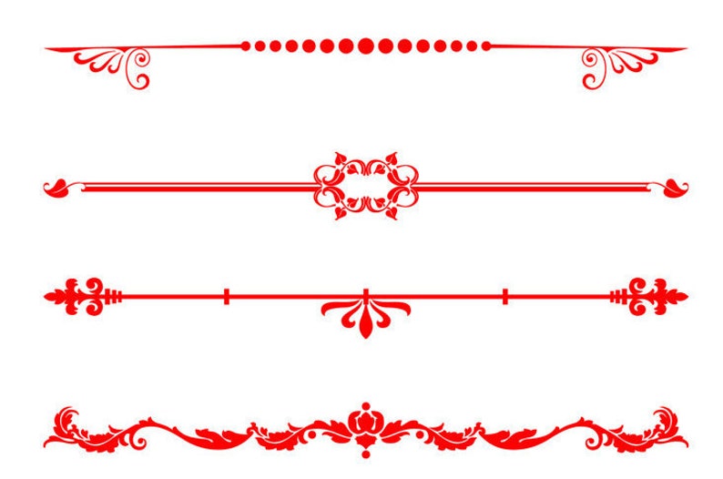 Red Text Dividers, Decorative Ornament Clipart, Flourishes, Valentine ...