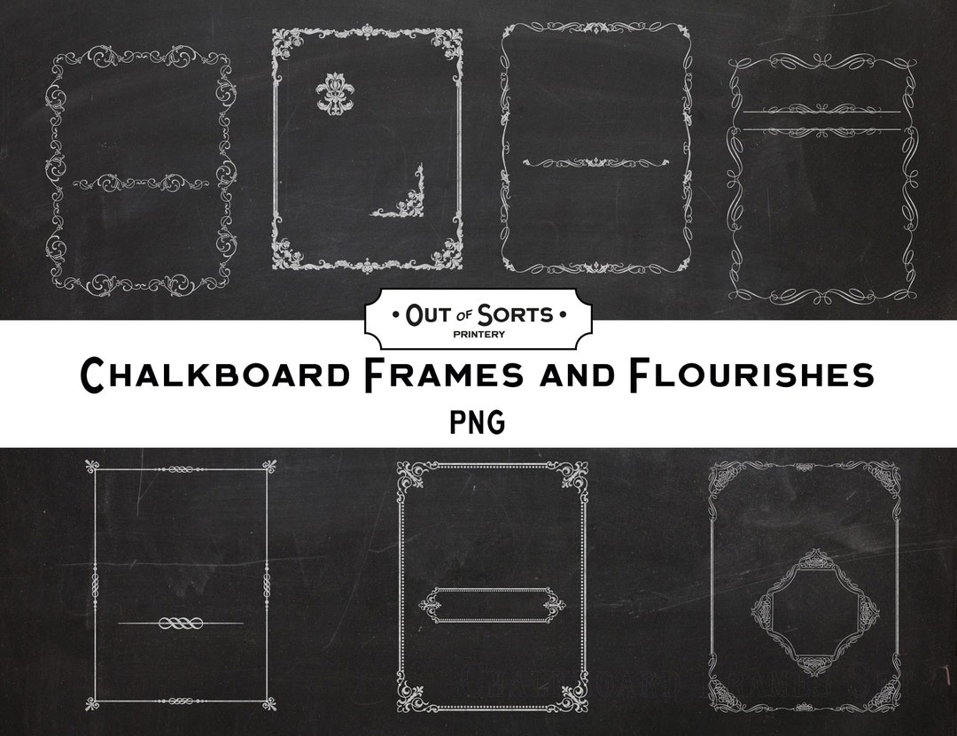 Chalkboard Frames and Decorative Flourishes Scrolls Corners Dividers ...