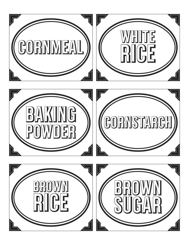 Printable Pantry Label Set Stickers Dry Goods Food Clip Art | Etsy