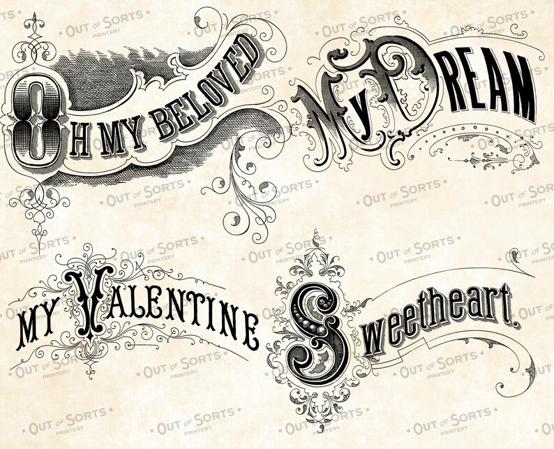 Antique Romantic Words & Sayings, Love Phrases, Valentines Day ...
