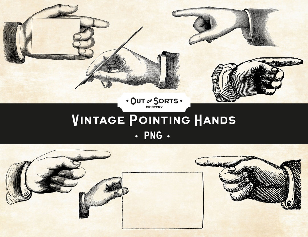 Vintage Pointing Hand, Manicule, Pointing Finger, Victorian Hand ...