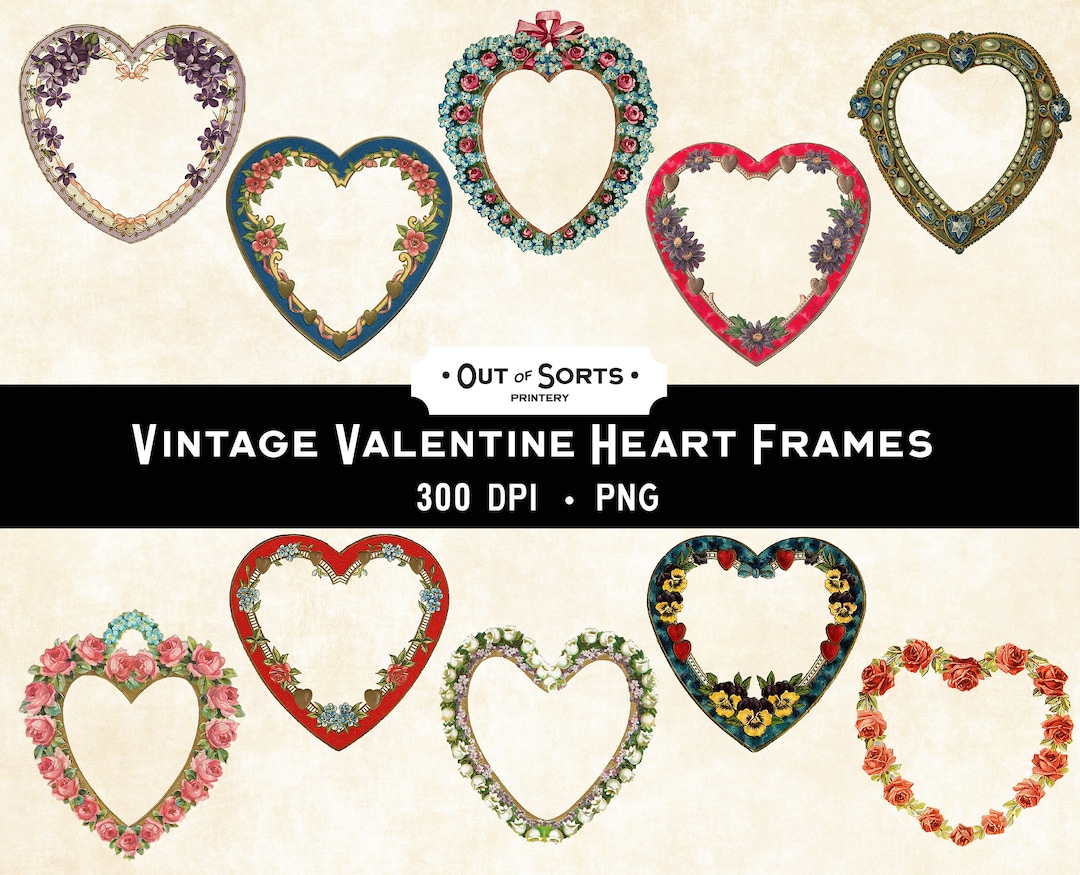 Vintage Valentine Heart Frames, Antique Clipart, Victorian Cards ...