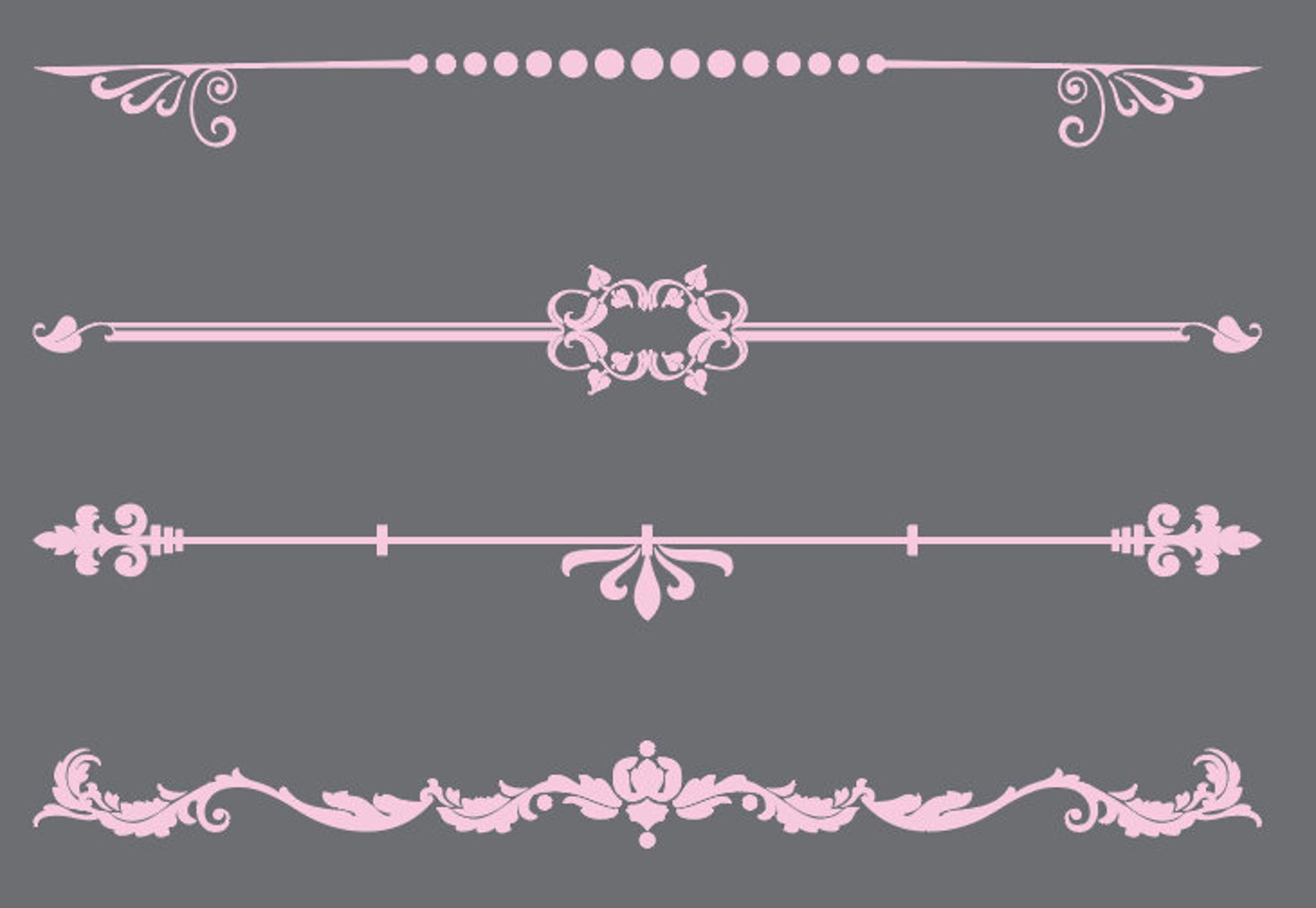 Light Pink Text Dividers, Pale Pink SVG Frames, Valentines Day Clipart ...