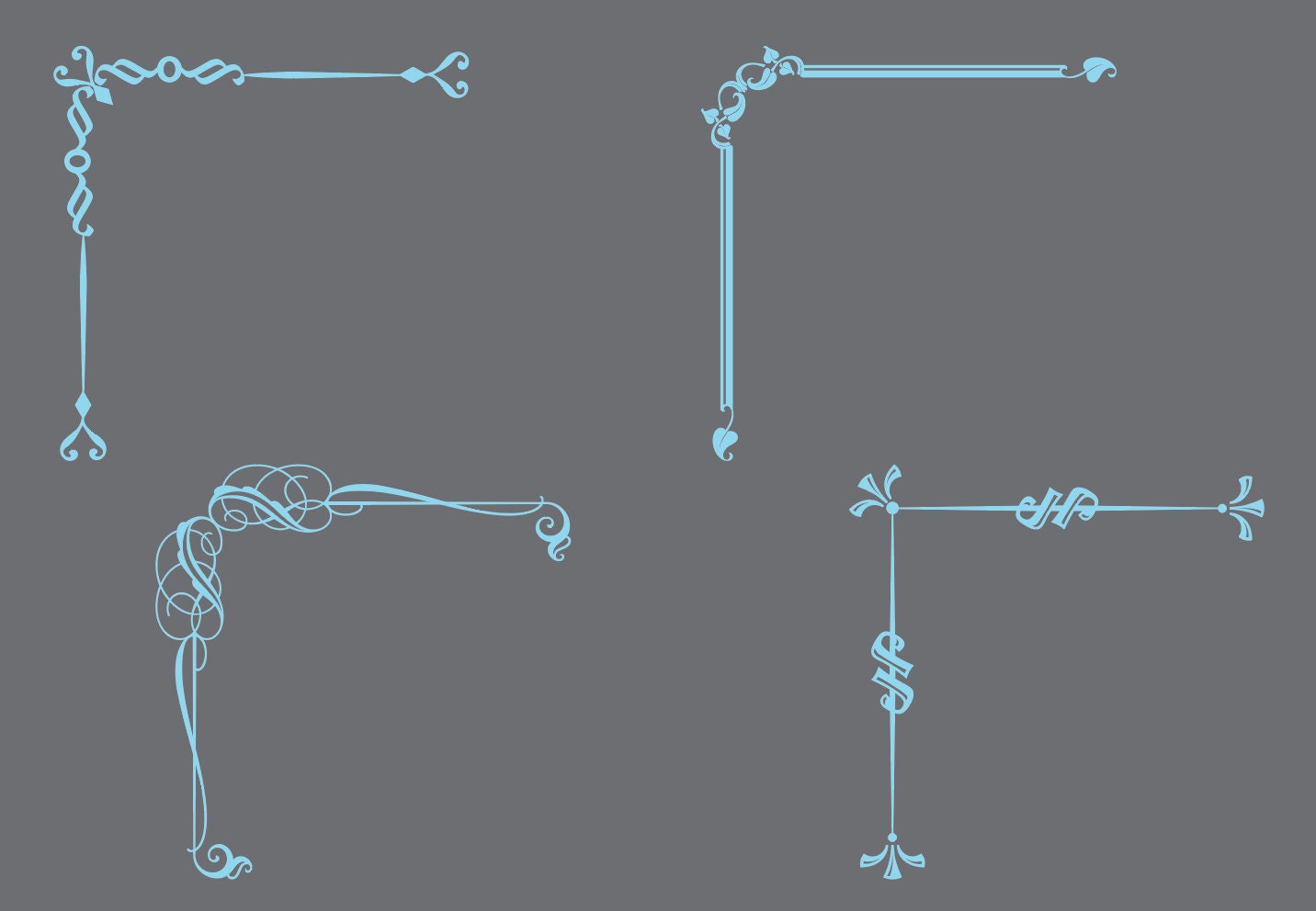 Light Blue Corners, Pale Blue Decorative Elements, SVG Frames, Corner ...