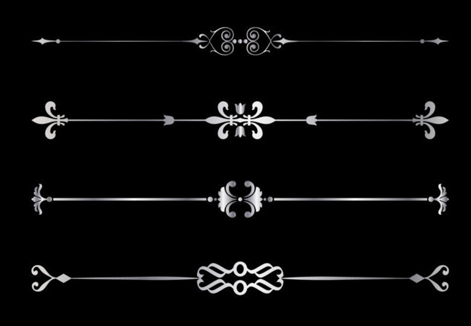 Silver Text Dividers, Decorative Frames, Silver Border Clipart, SVG ...