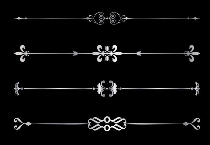 Silver Text Dividers, Decorative Frames, Silver Border Clipart, SVG ...
