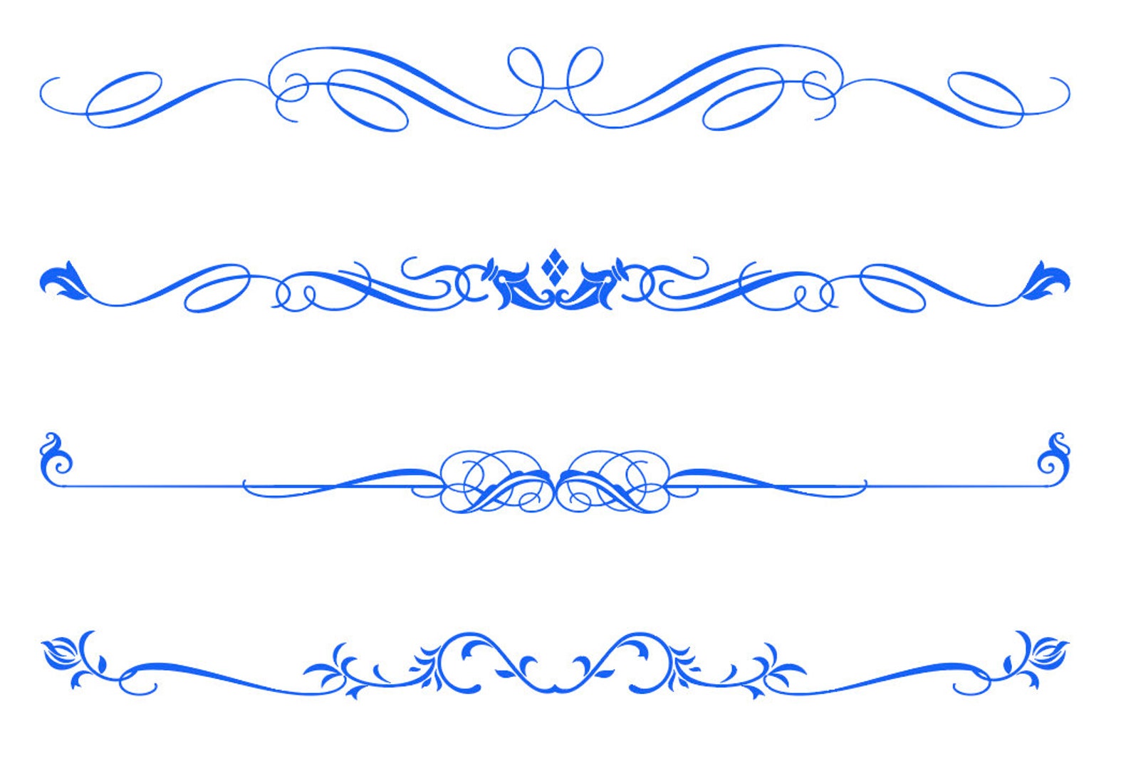 Royal Blue Text Dividers, Blue Decorative Ornaments, Blue Page Dividers ...