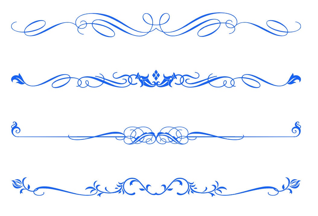 Royal Blue Text Dividers, Blue Decorative Ornaments, Blue Page Dividers ...