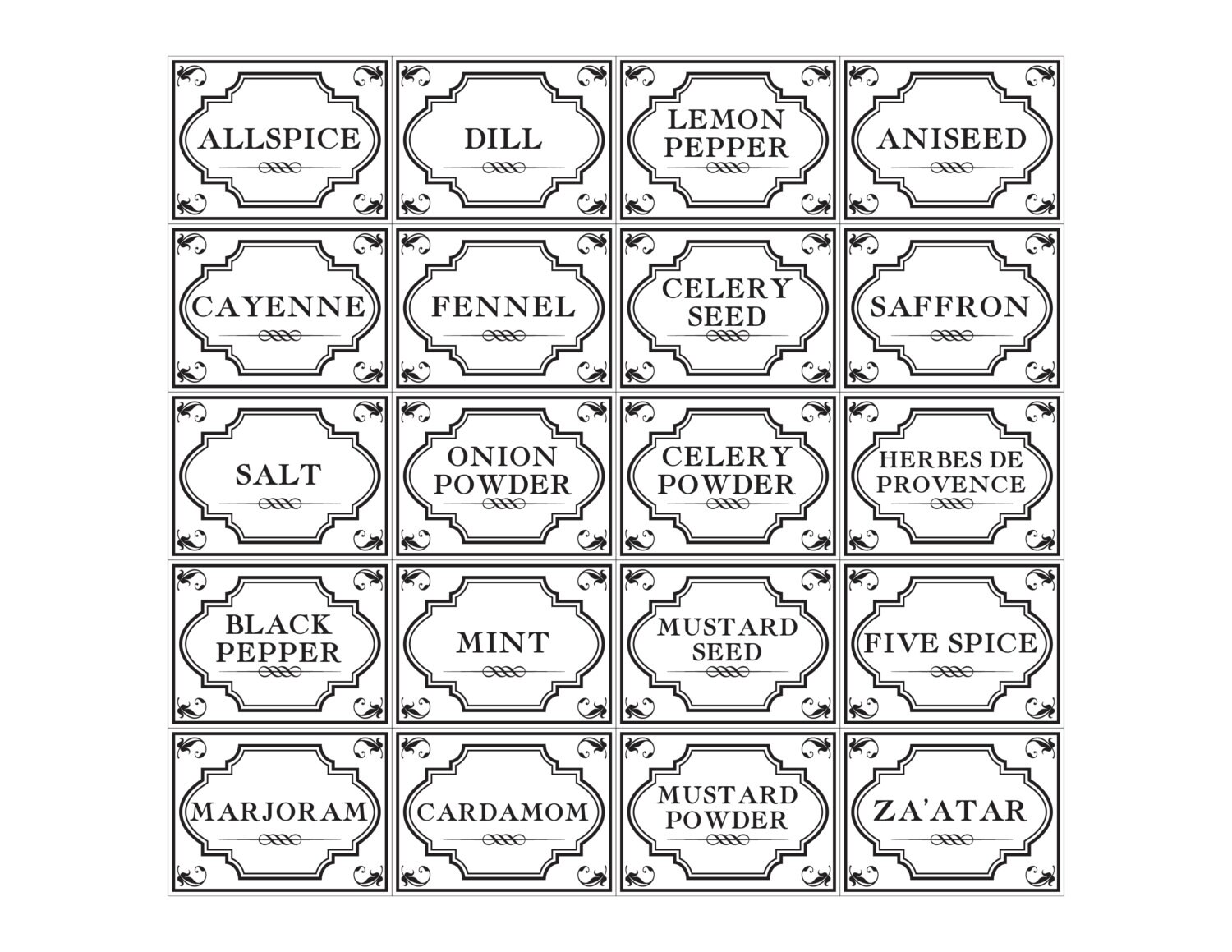 Printable Herbs and Spices Labels, SVG Cut File, Pantry Stickers, Dry ...
