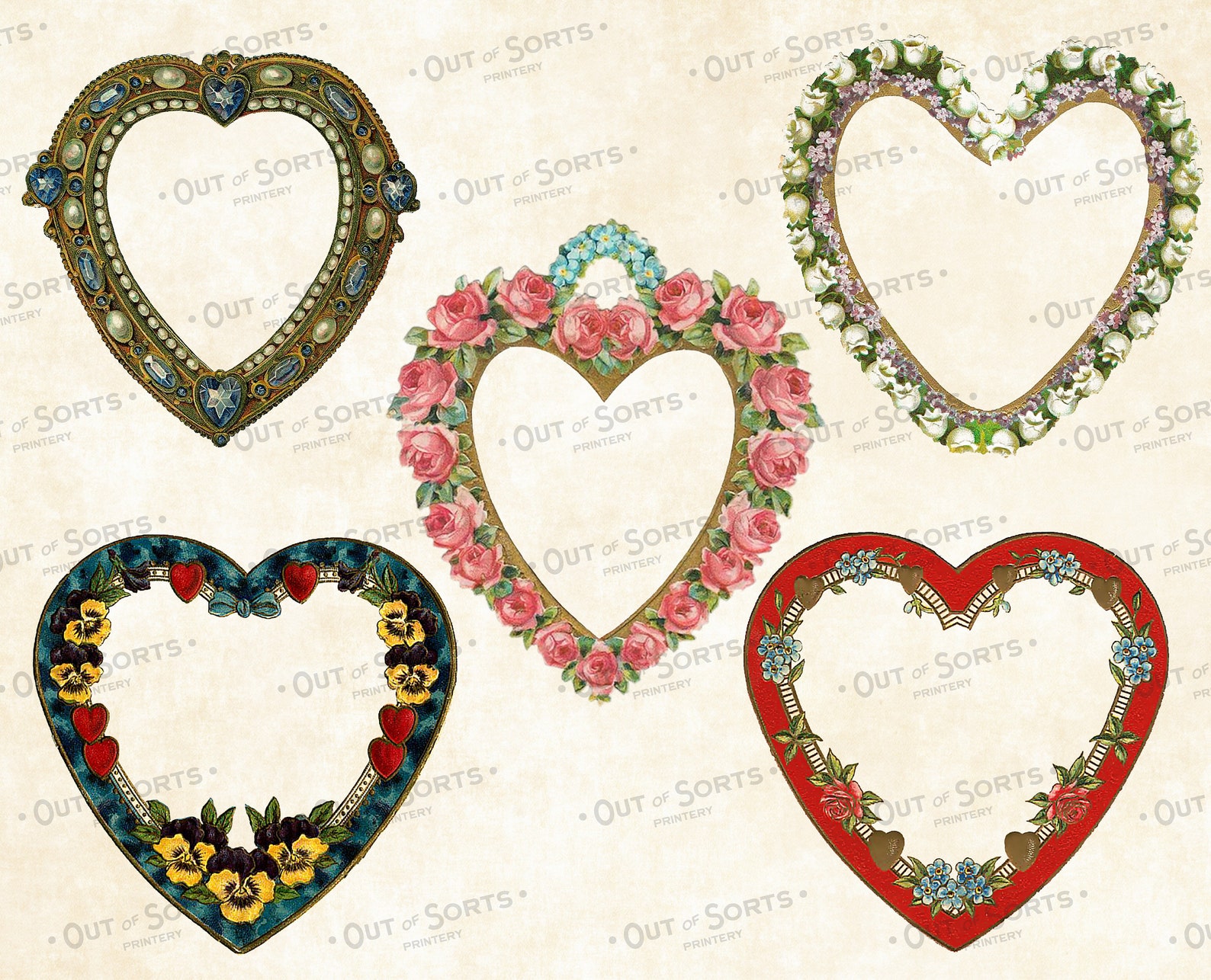 Vintage Valentine Heart Frames, PNG Borders, Antique Clipart, Victorian ...