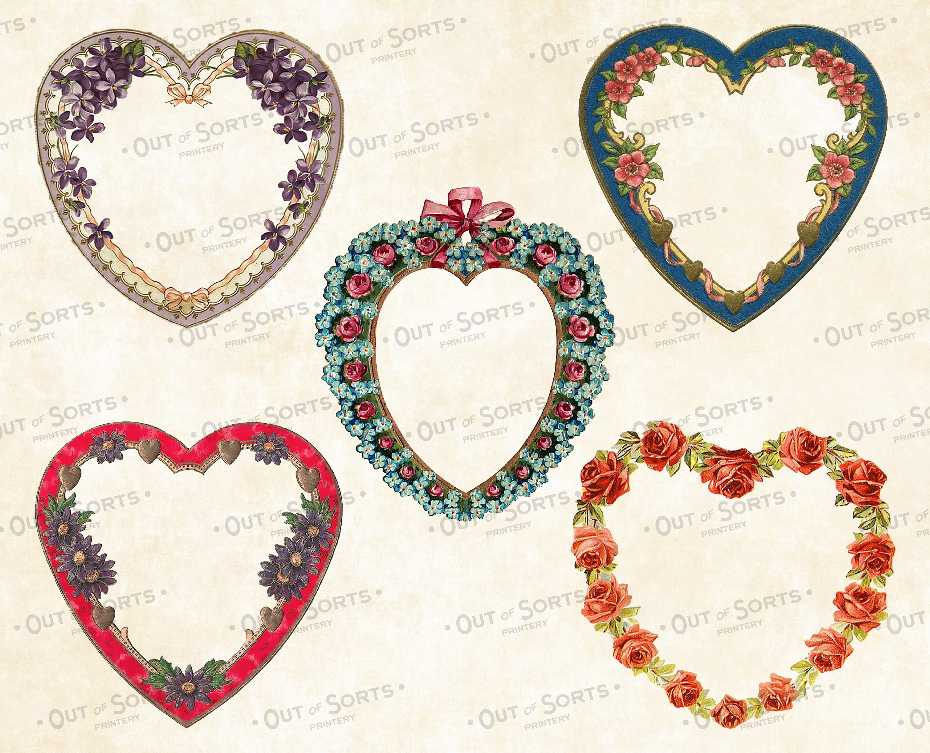 Vintage Valentine Heart Frames, Antique Clipart, Victorian Cards ...