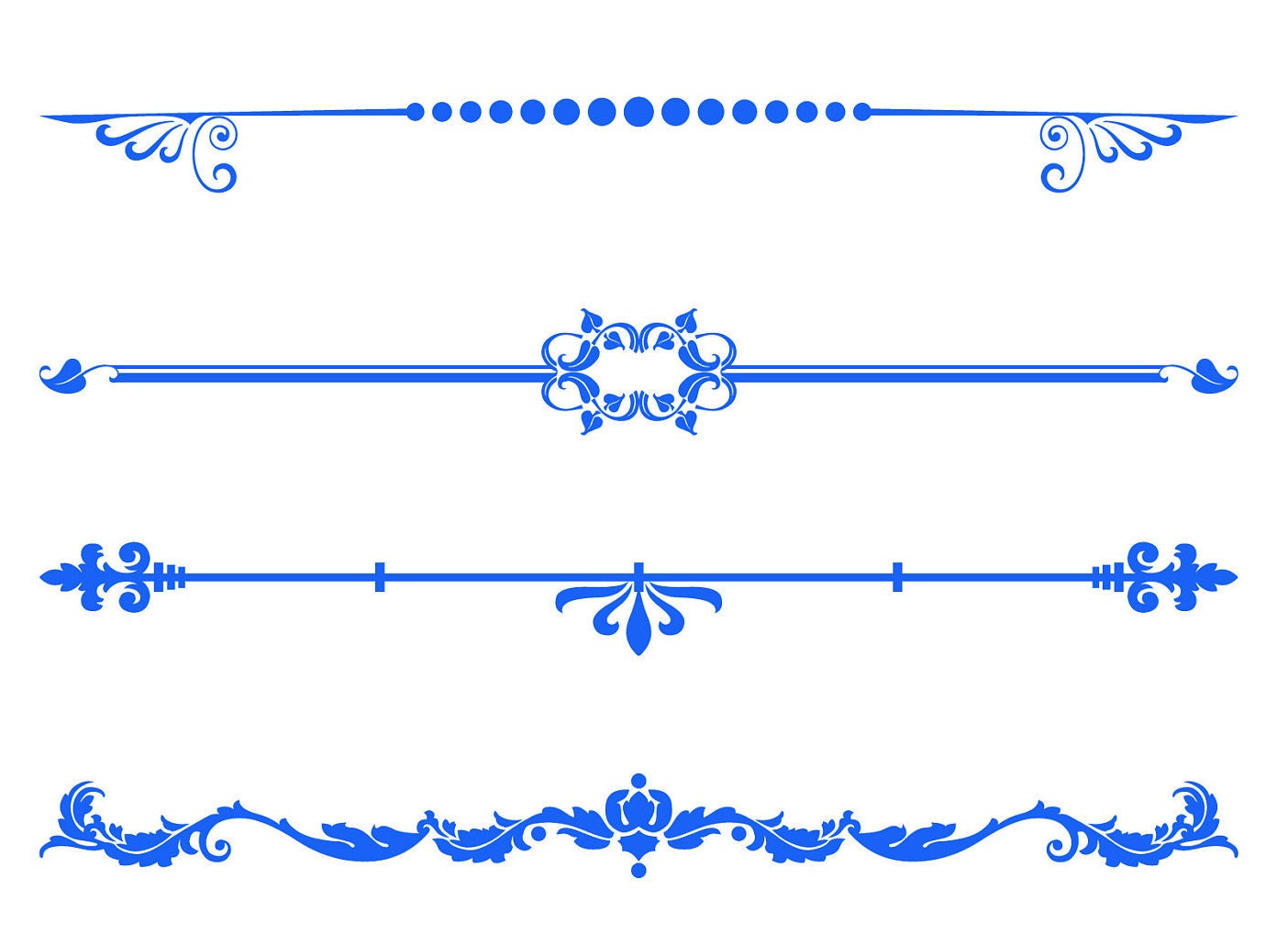 Royal Blue Text Dividers, Blue Decorative Ornaments, Blue Page Dividers ...