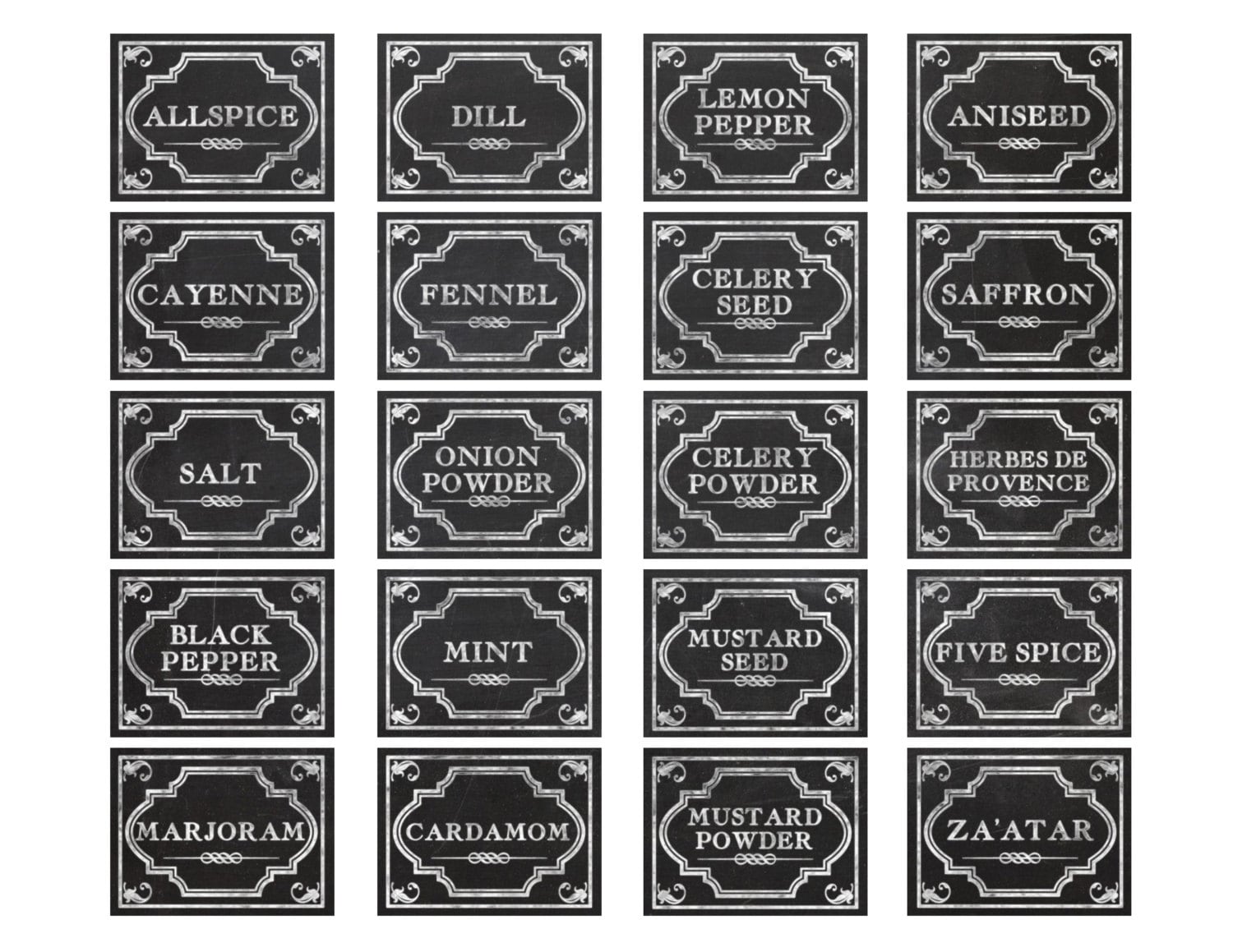 Printable Chalkboard Herbs and Spices Label Set, Chalk Stickers, Dry ...