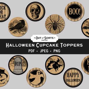 Printable Halloween Cupcake Toppers, Halloween Circles, Spooky Party ...