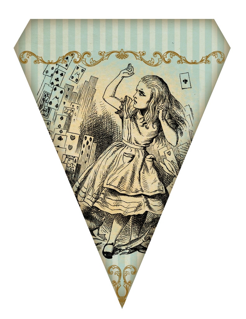 Blue Alice in Wonderland Banner Printable Alice Banners Blue - Etsy