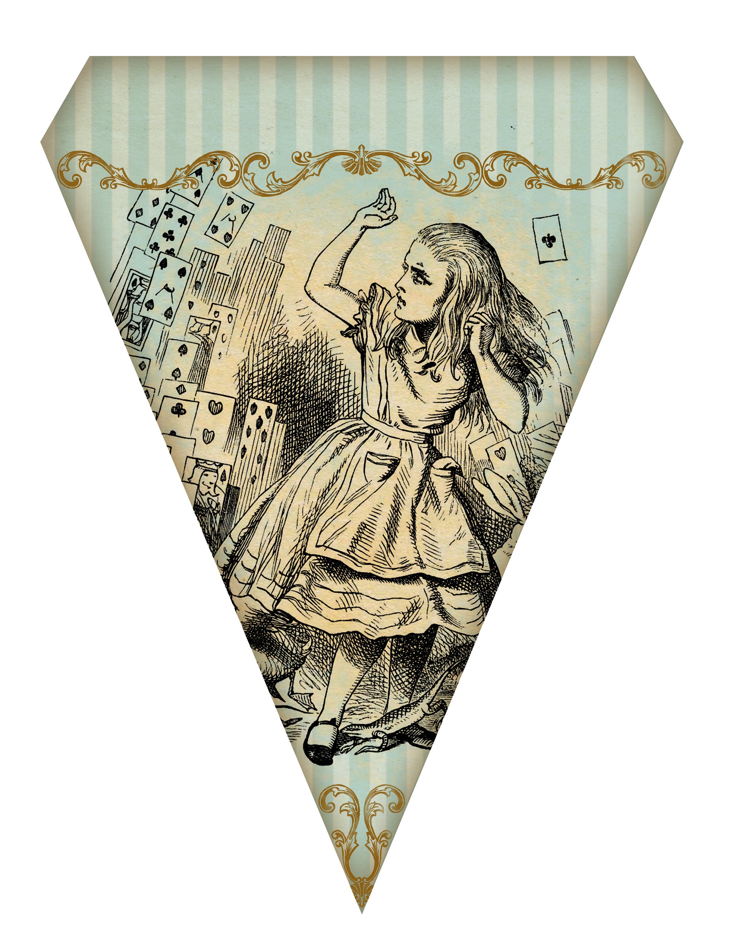 Blue Alice in Wonderland Banner, Printable Bunting, Tea Party ...
