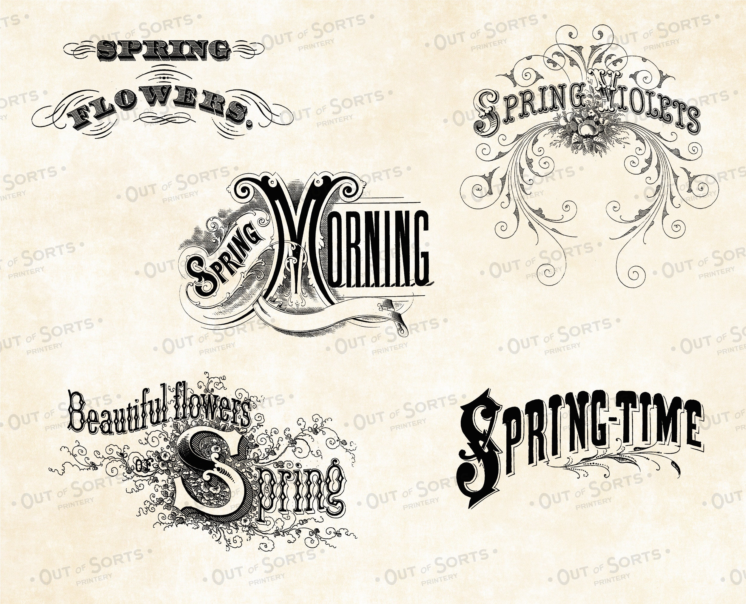 Vintage Springtime Words and Phrases, Spring Sayings, Quote Overlays ...