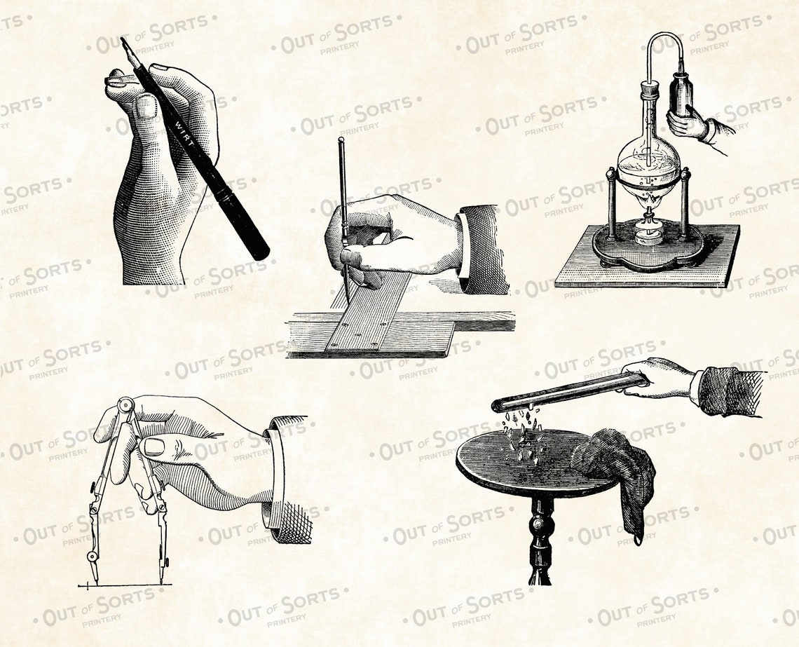 Vintage Hands Clipart, Antique Steampunk PNG, Victorian Ephemera ...