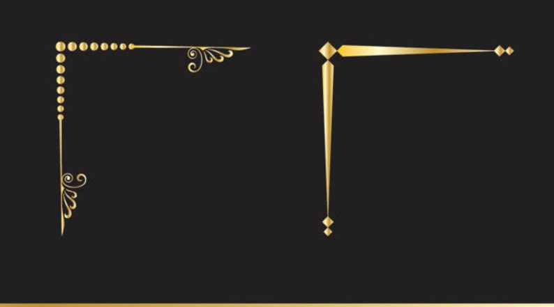 Decorative Gold Corners Set Vintage Clip Art Instant Digital Etsy