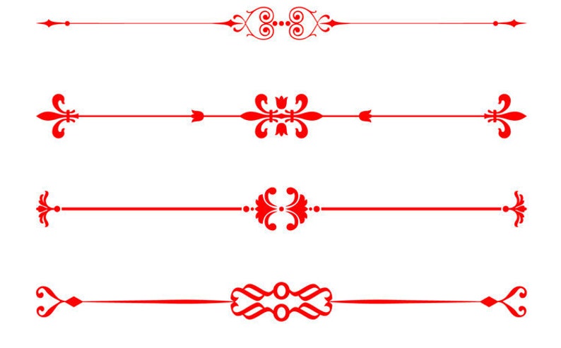 Red Text Dividers, Red Decorative Dividers, Red Ornament Clipart, Red ...