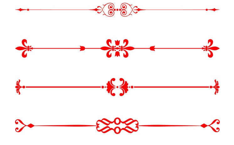 Red Text Dividers, Red Decorative Dividers, Red Ornament Clipart, Red ...