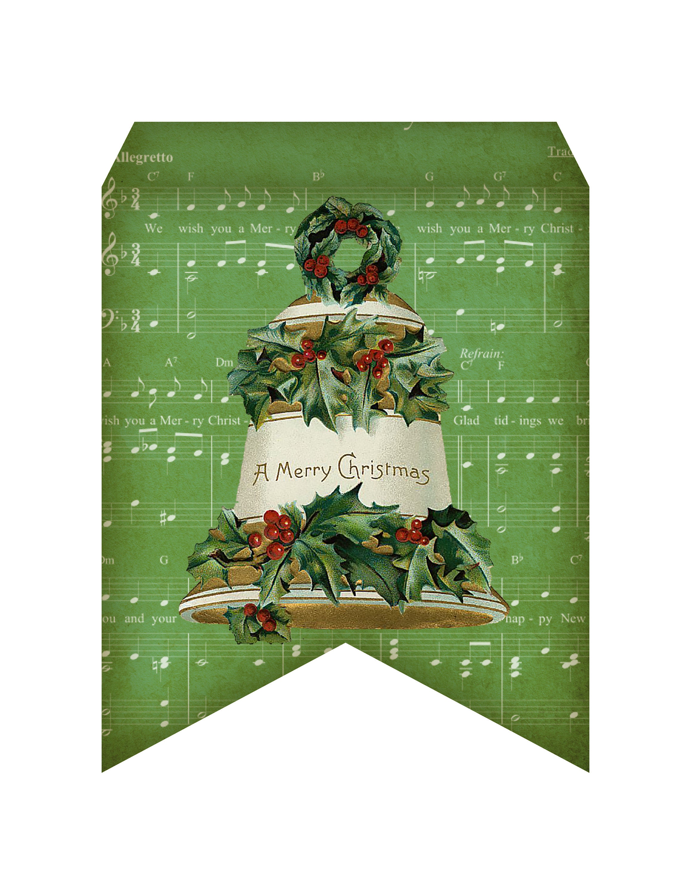 Printable Christmas Banner, Vintage Christmas Bunting, Antique Xmas ...