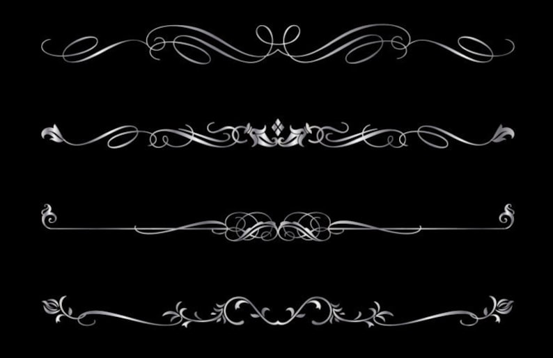 Silver Text Dividers, Decorative Frames, Silver Border Clipart, SVG ...