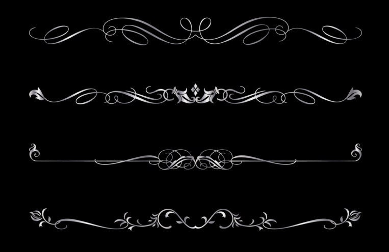 Silver Text Dividers, Decorative Frames, Silver Border Clipart, SVG ...