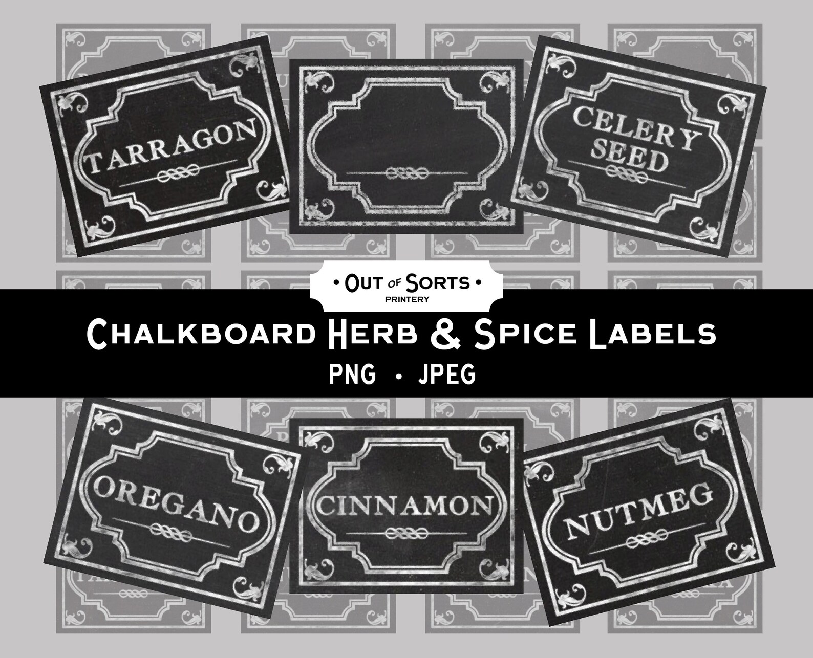 Printable Chalkboard Herbs and Spices Label Set, Chalk Spice Labels ...