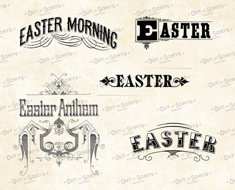 Vintage Easter Words and Phrases, Spring Sayings Clipart, Antique ...