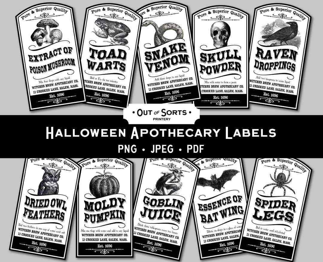 Halloween Apothecary Labels, Party Decor, Printable Potion Stickers ...