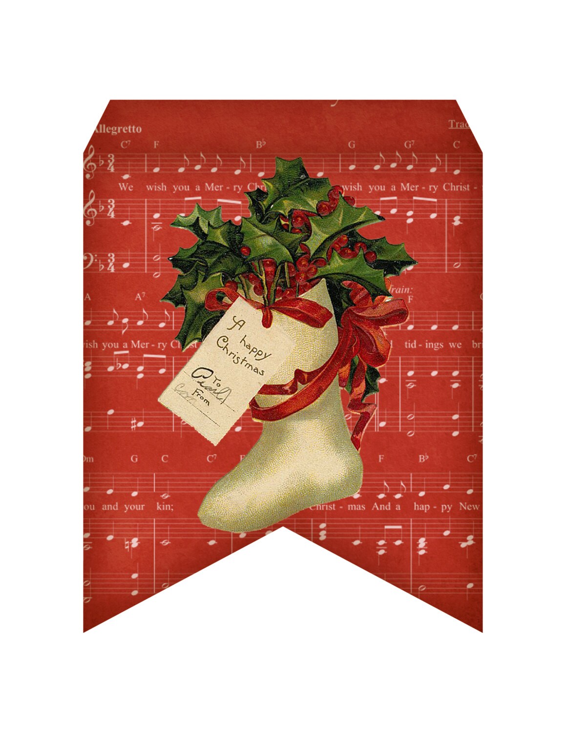 Printable Christmas Banner, Vintage Christmas Bunting, Antique Xmas ...