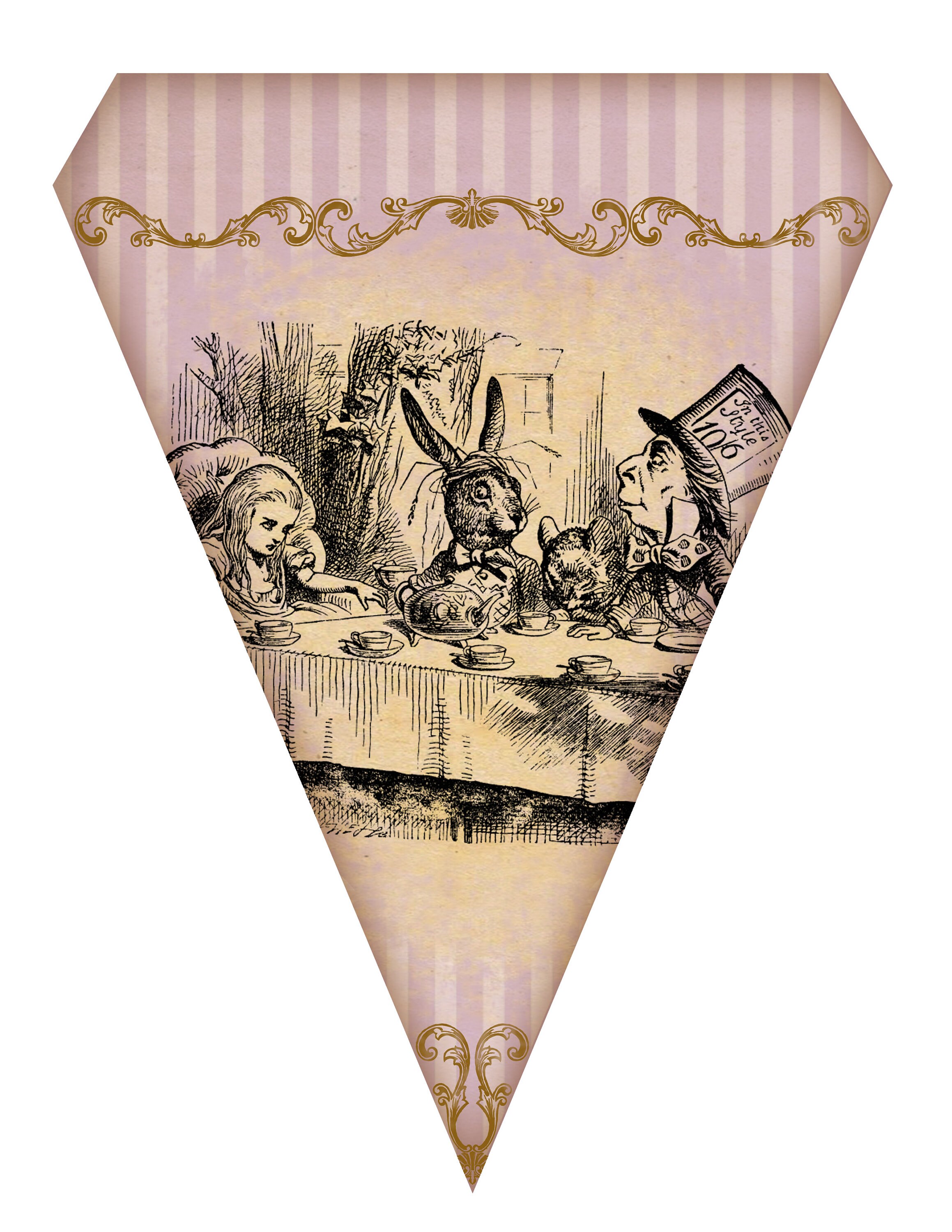 Purple Alice in Wonderland Banner, Printable Bunting, Tea Party Decor ...