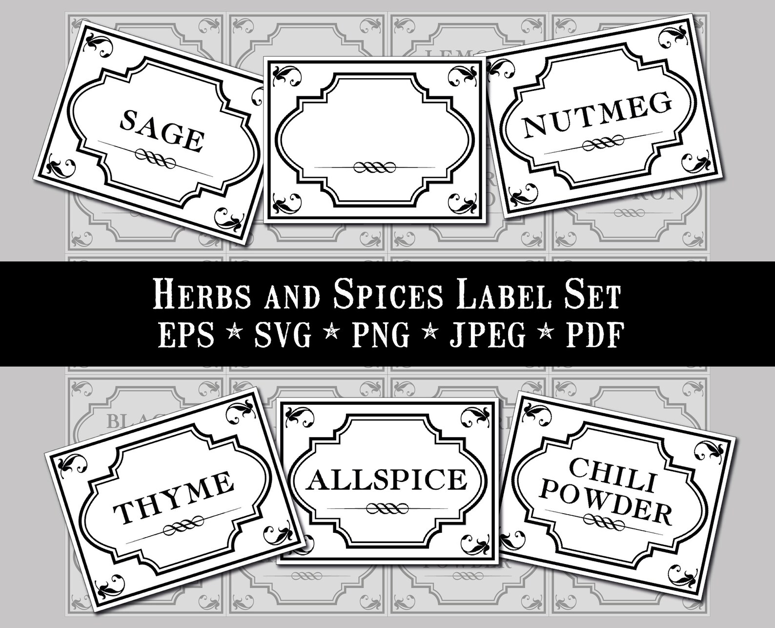 Printable Herbs and Spices Labels SVG Cut File Stickers Dry | Etsy Canada