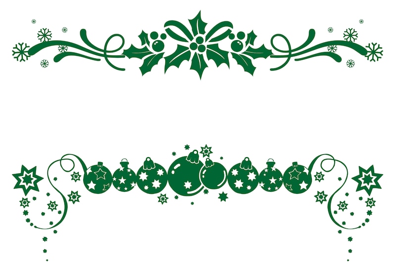 Green Christmas Text Dividers, Page Separators, Holiday Borders SVG ...