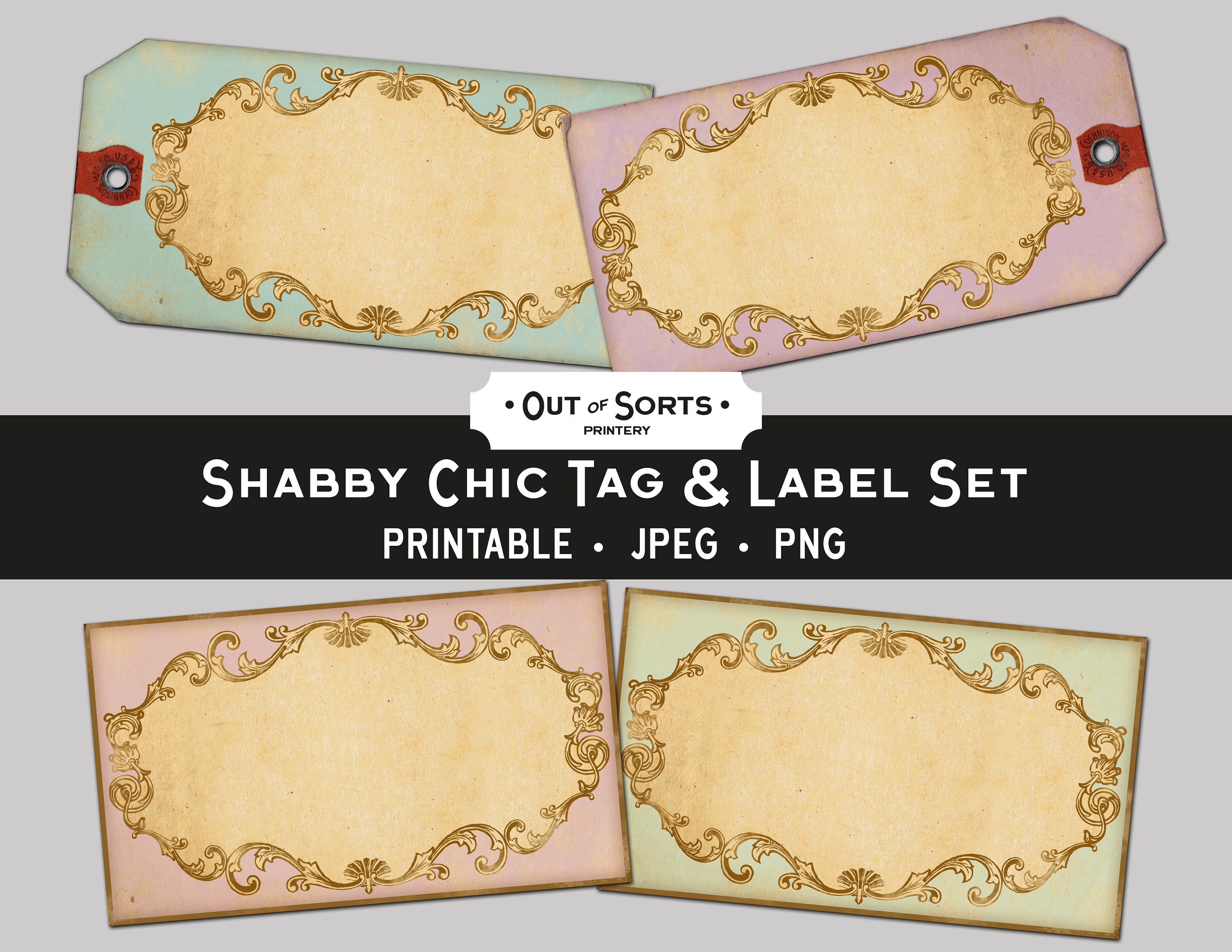 Shabby Chic Labels & Tags, Printable Labels. Antique Tags, Vintage Tags ...