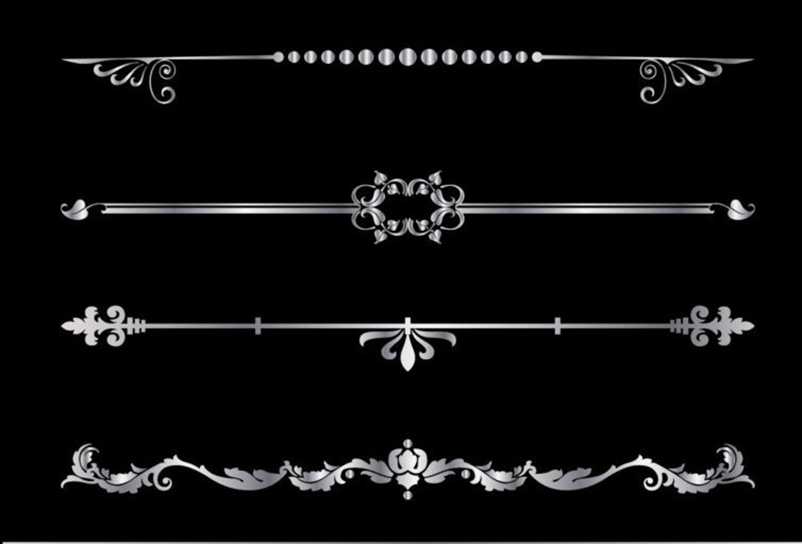 Silver Text Dividers, Decorative Frames, Silver Border Clipart, SVG ...