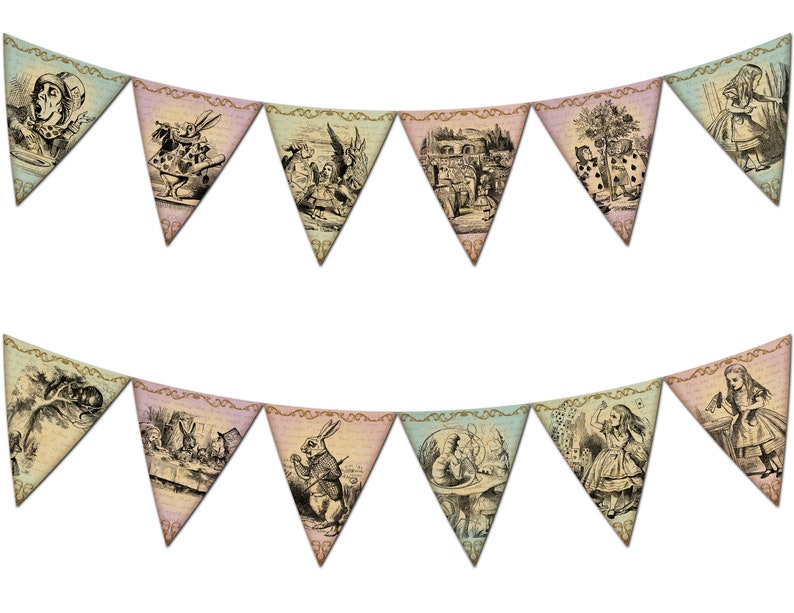 Printable Alice in Wonderland Banner, Alice Banner, Alice Bunting ...
