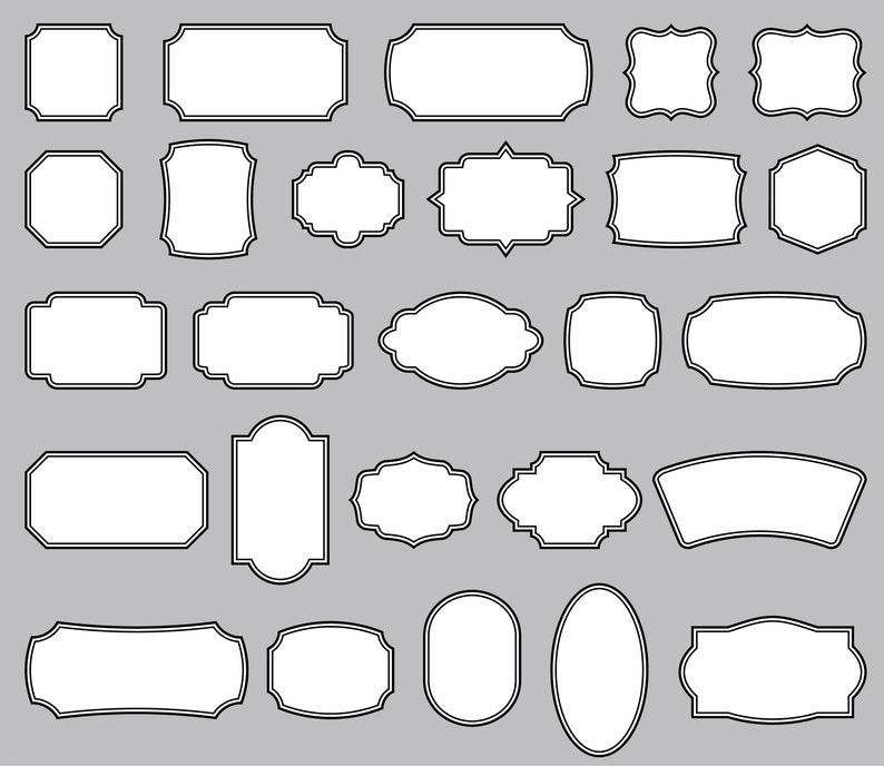 Printable Labels Set, Black and White Frames, SVG Cut Files, Tags Clip ...